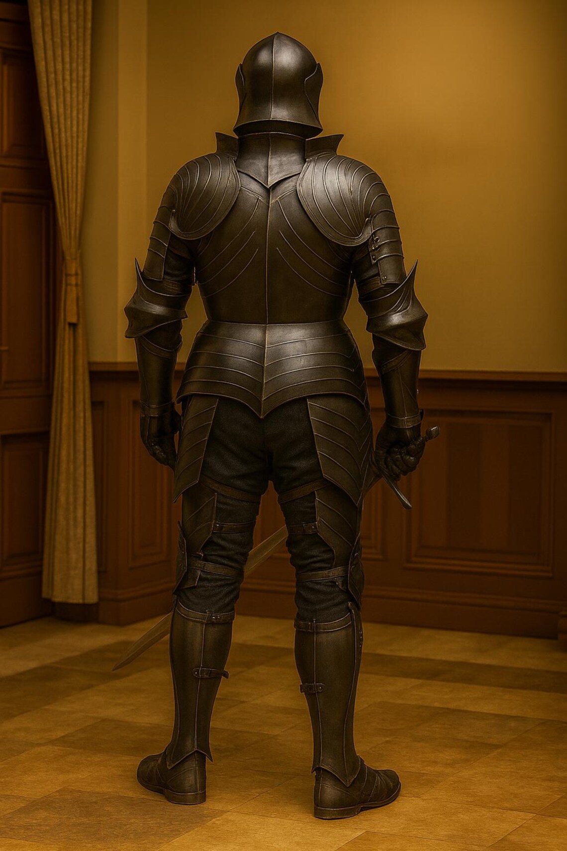 Medieval Gothic Knight Full Suit of Armor – Black Steel Wearable ...