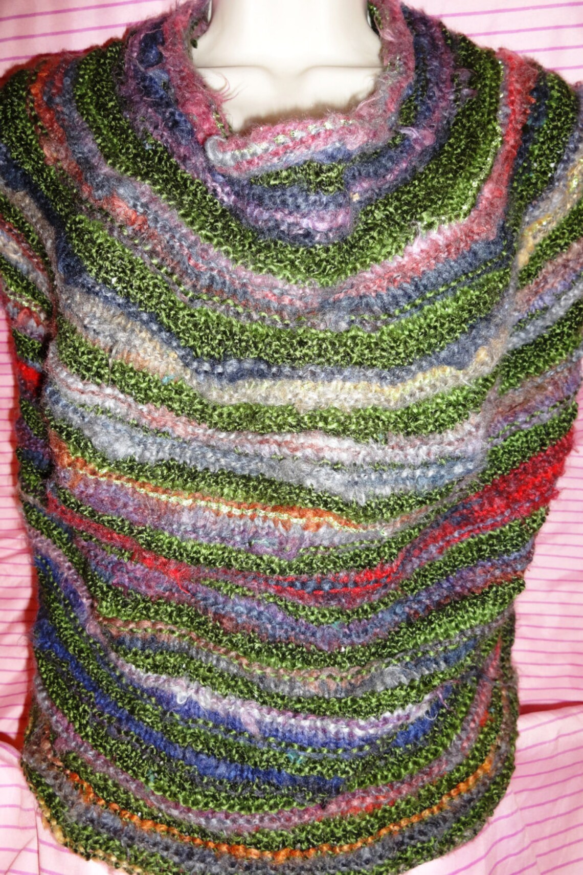 Forest Fae Elven Green and Multi Color Hand Knit Shoulder Shrug ...