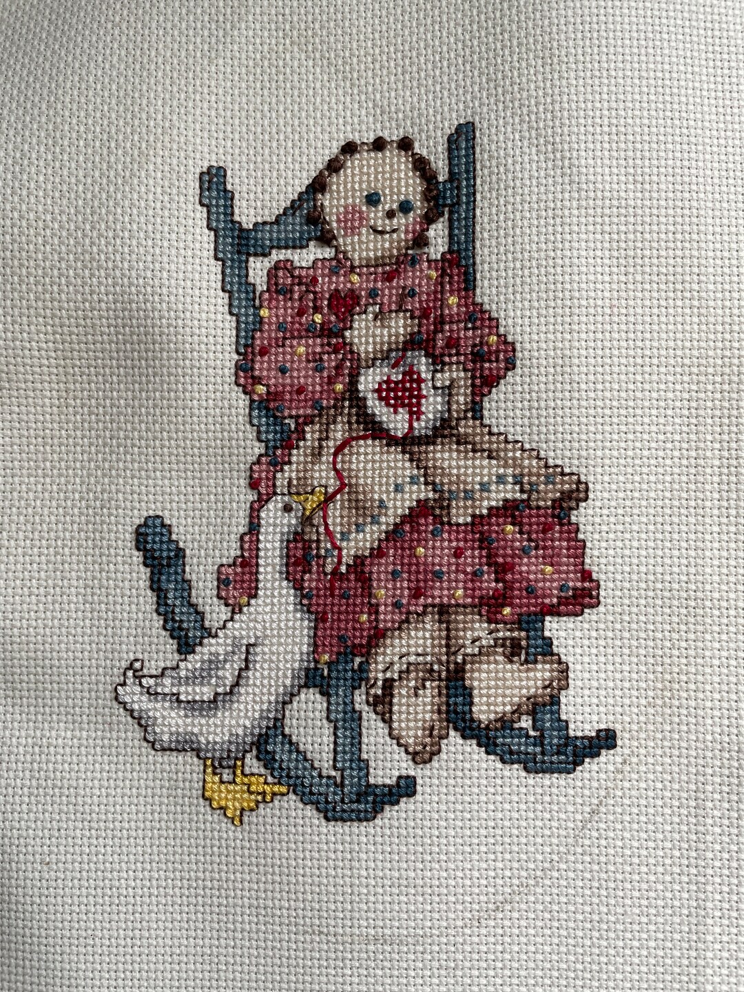 Finished Cross Stitch, Rag Doll, Duck - Etsy