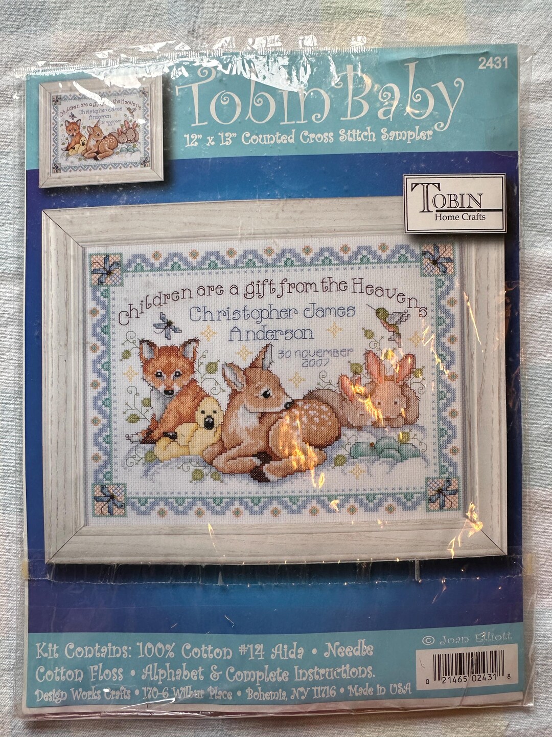 Tobin Woodland Baby Counted Cross Stitch Kit - Etsy