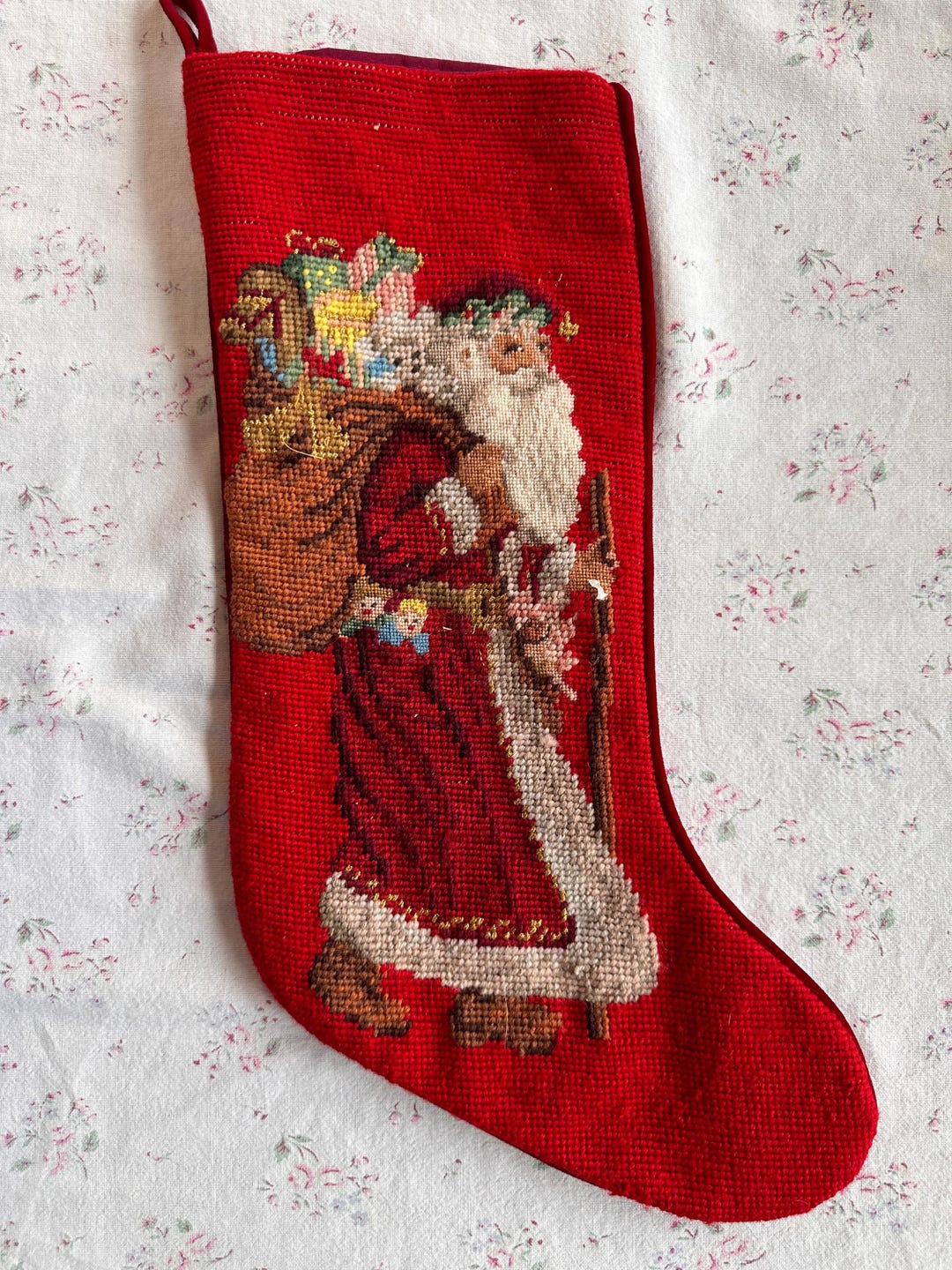 Old Fashioned Santa Needlepoint Christmas Stocking - Etsy