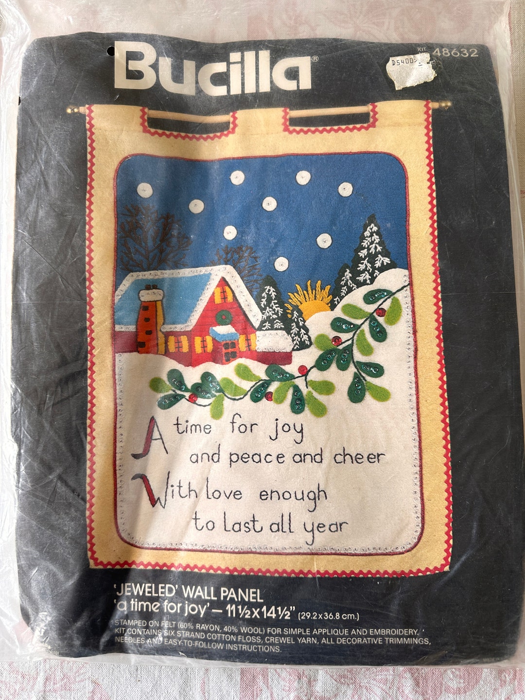 Vintage Bucilla Felt Applique Jeweled Wall Panel Kit, A Time for Joy - Etsy