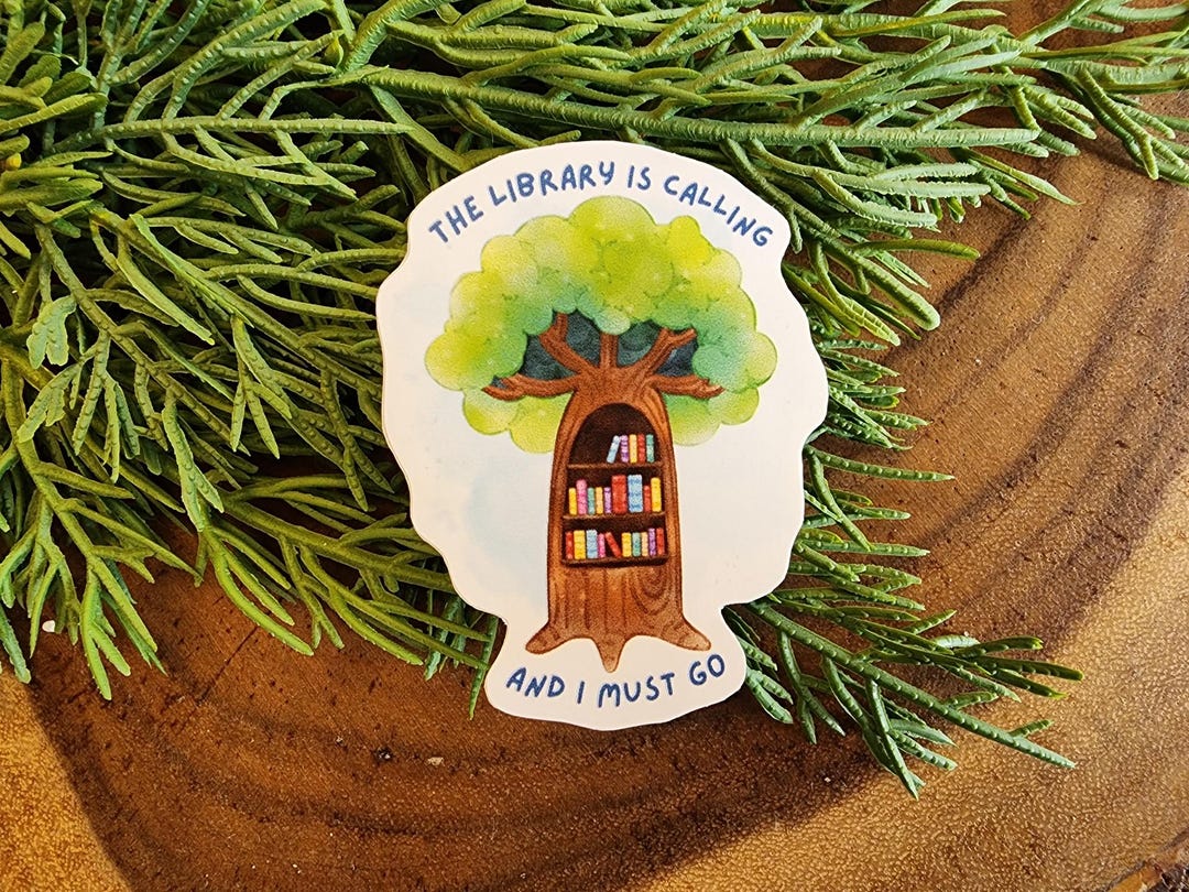 The Library is Calling Tree Sticker – Bookish Vinyl Decal, Nature ...