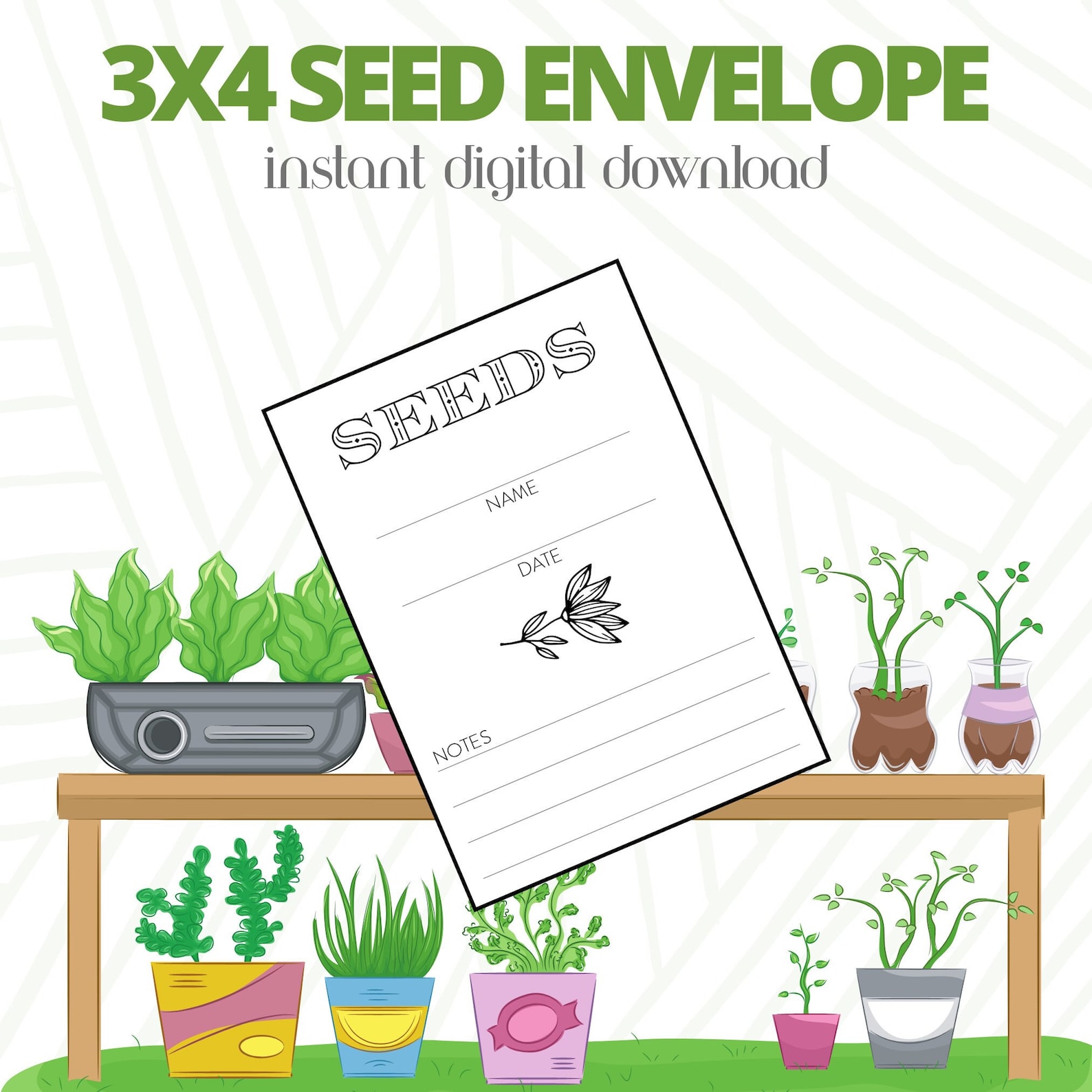 Printable Seed Envelope // Digital Garden // Print Your Own Envelope ...