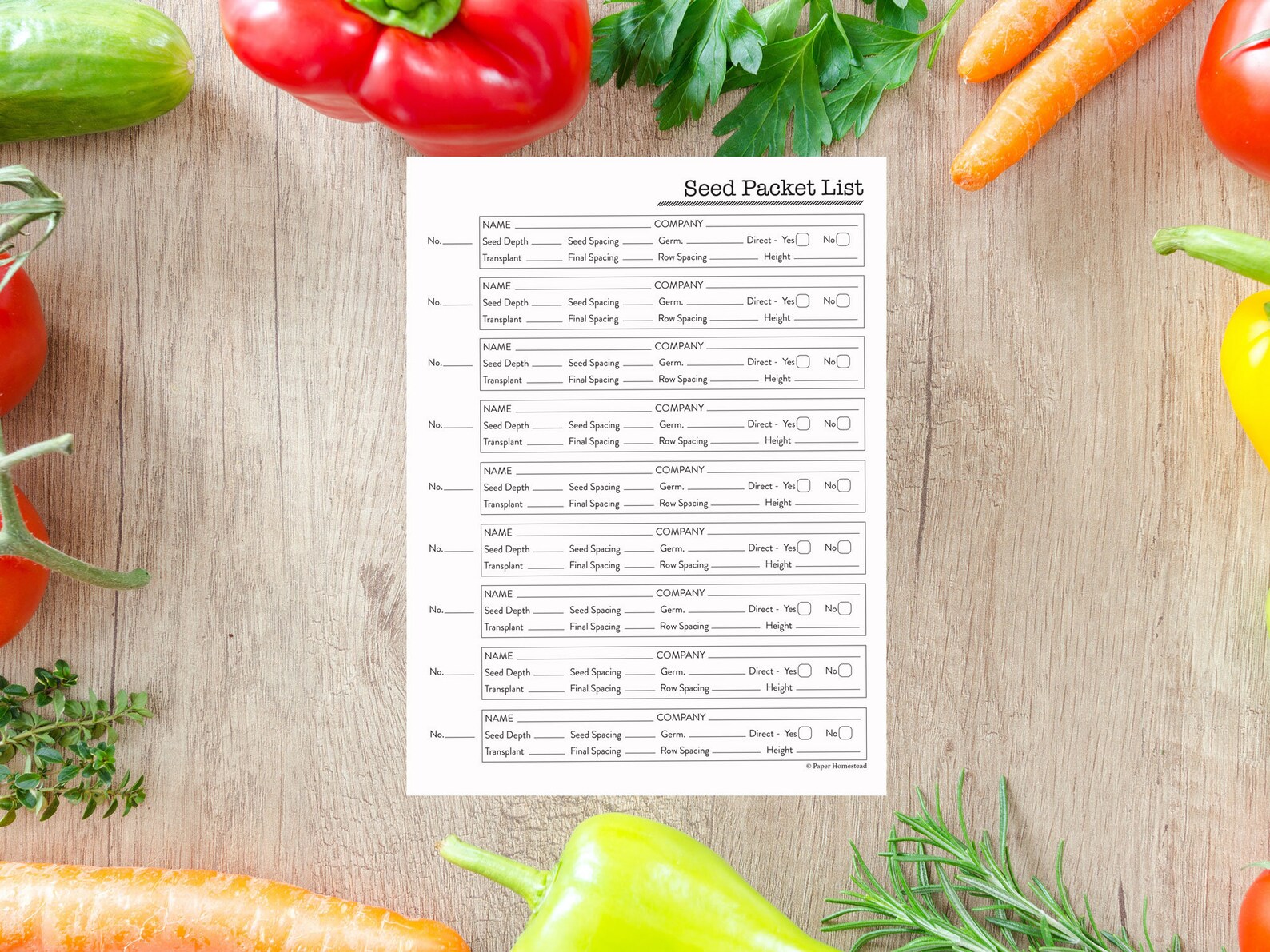 Seed Packet List / Inventory Digital Download - Printable Garden ...