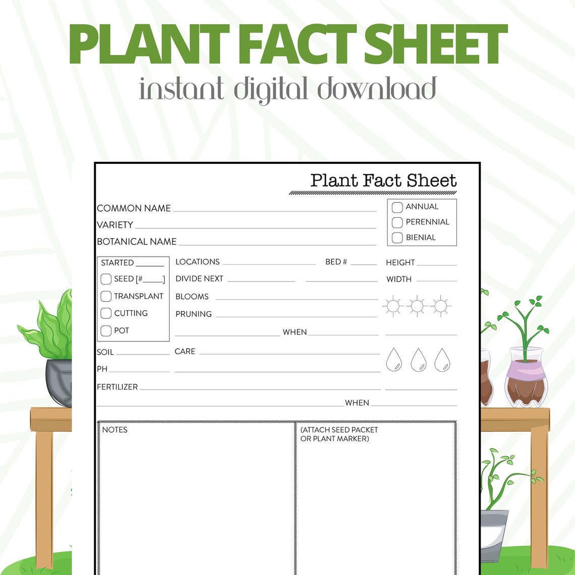 Garden Planner Plant Fact Sheet / Digital Download / Printable Plant ...
