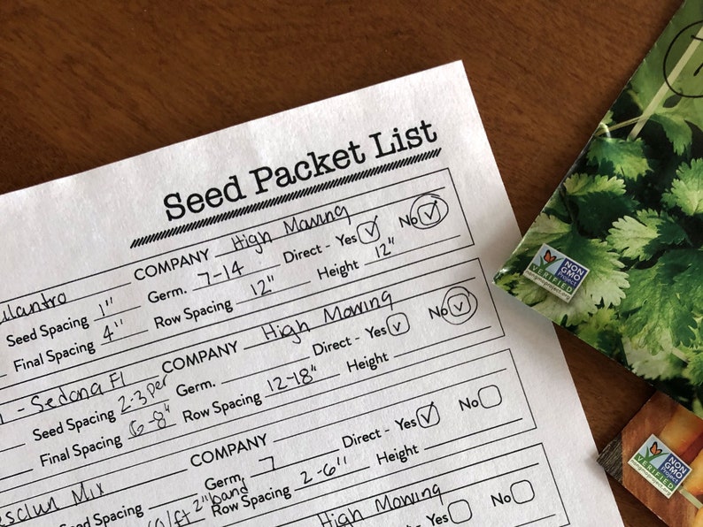 Seed Packet List / Inventory Digital Download - Printable Garden ...