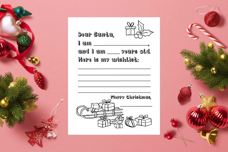 Letter to Santa // Christmas Coloring Page // Printable Kids Coloring ...