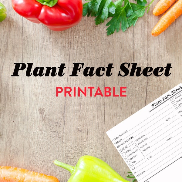 Plant Facts Sheet Printable Etsy Canada plant-facts-sheet-printable-etsy-canada