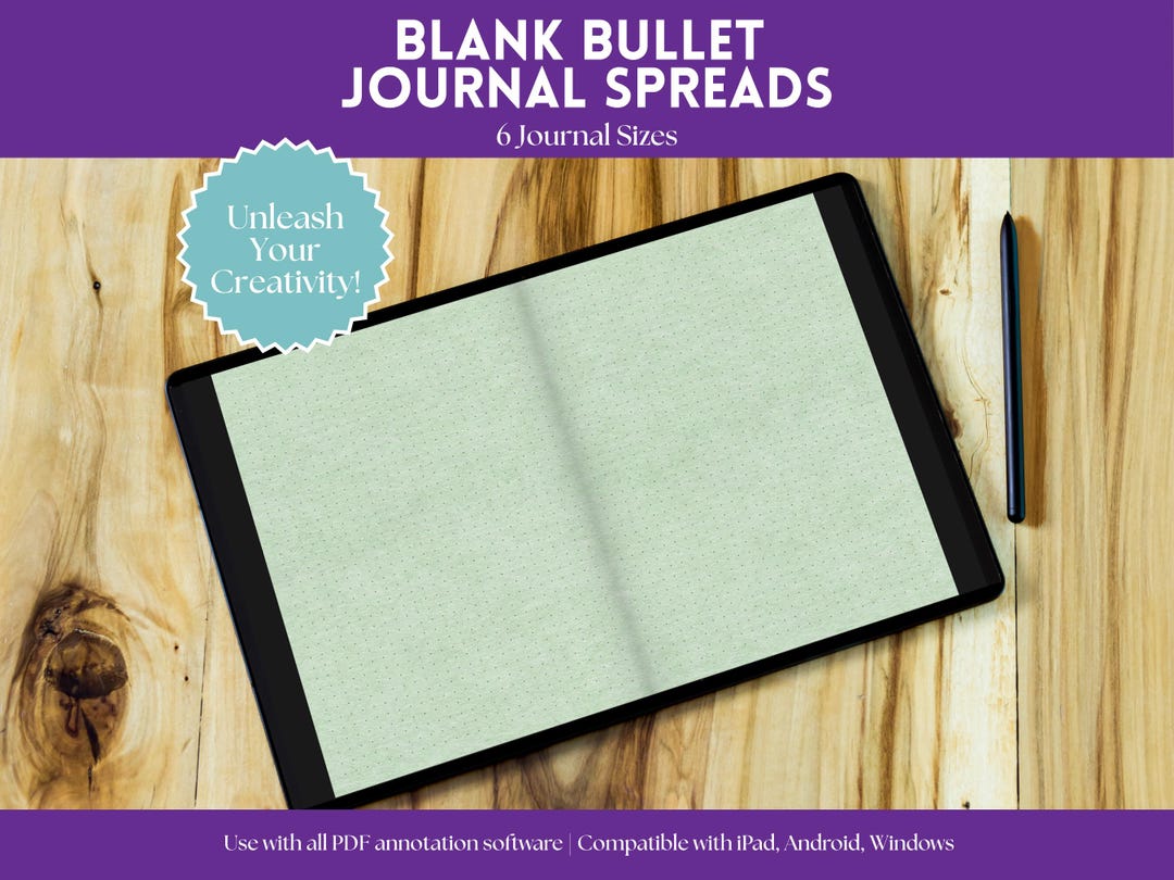 Digital Green A5 Dot Grid Bullet Journal Spreads, Blank Traveler's ...