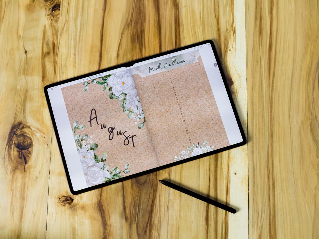 August Kraft Paper Digital Bullet Journal, A5 PDF Planner Spreads ...