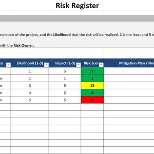 Risk Register Excel Template – Project Risk Log & Mitigation Tracker ...