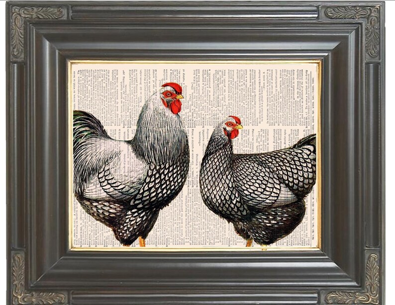Poultry print Farmhouse decor on Dictionary art print Wall | Etsy
