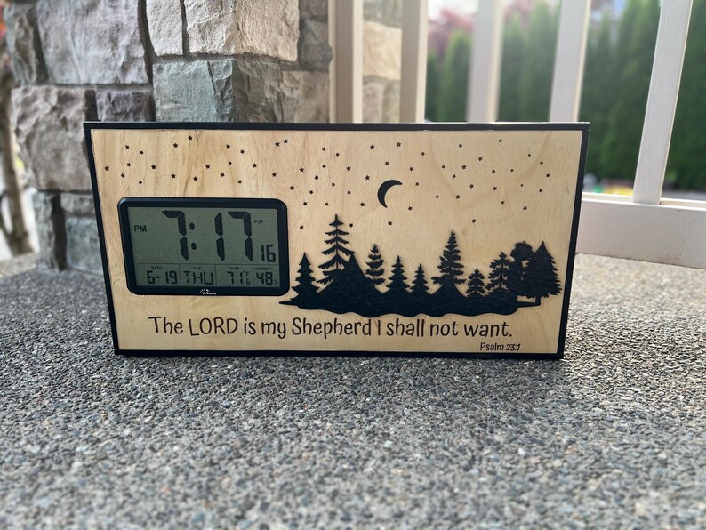 Wooden Digital Clock With Bible Verse - Christian Home Decor ...