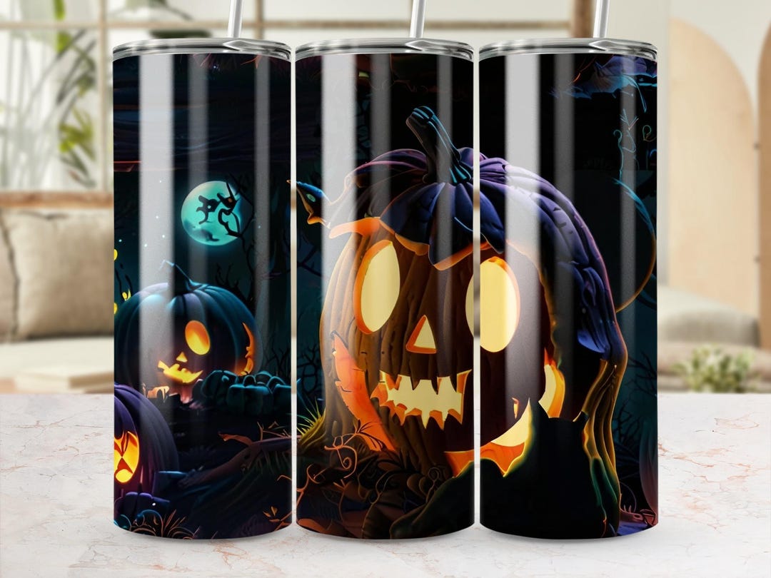 20oz Spooky Halloween Tumbler Wrap: Jack O'lantern PNG (digital ...