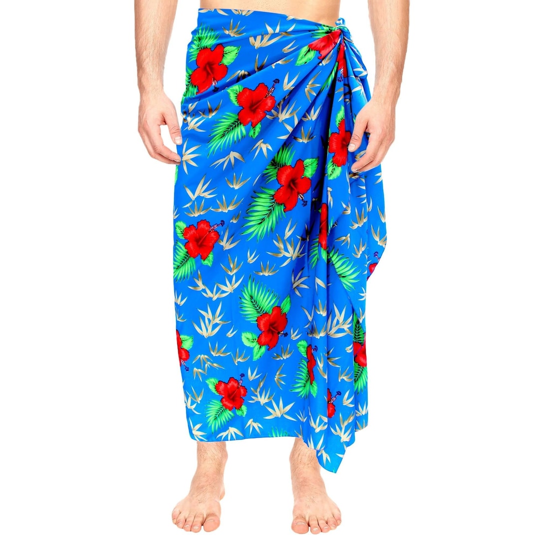 LA LEELA Men's Pareo Standard Party Flower Leaf Surf Sarong Beach Wrap ...