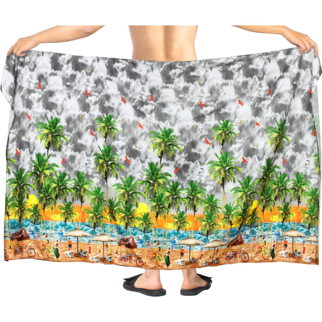 HAPPY BAY Men's Swim Bath Trunk Swimsuit Regular Surfing Sarong Long ...