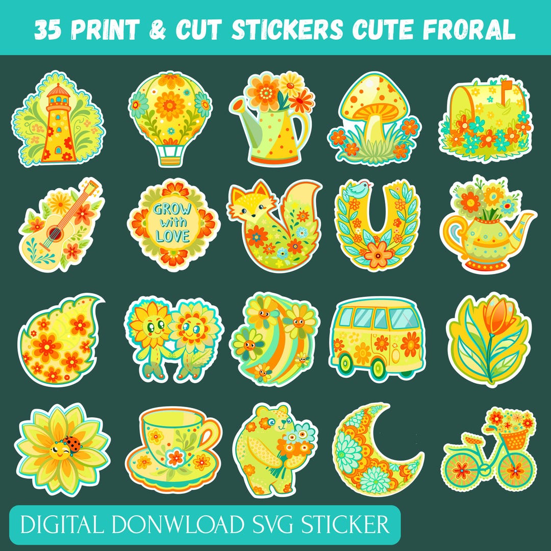 Cute Floral Printable Stickers Svg, Inspirational Sticker Svg, Sticker ...