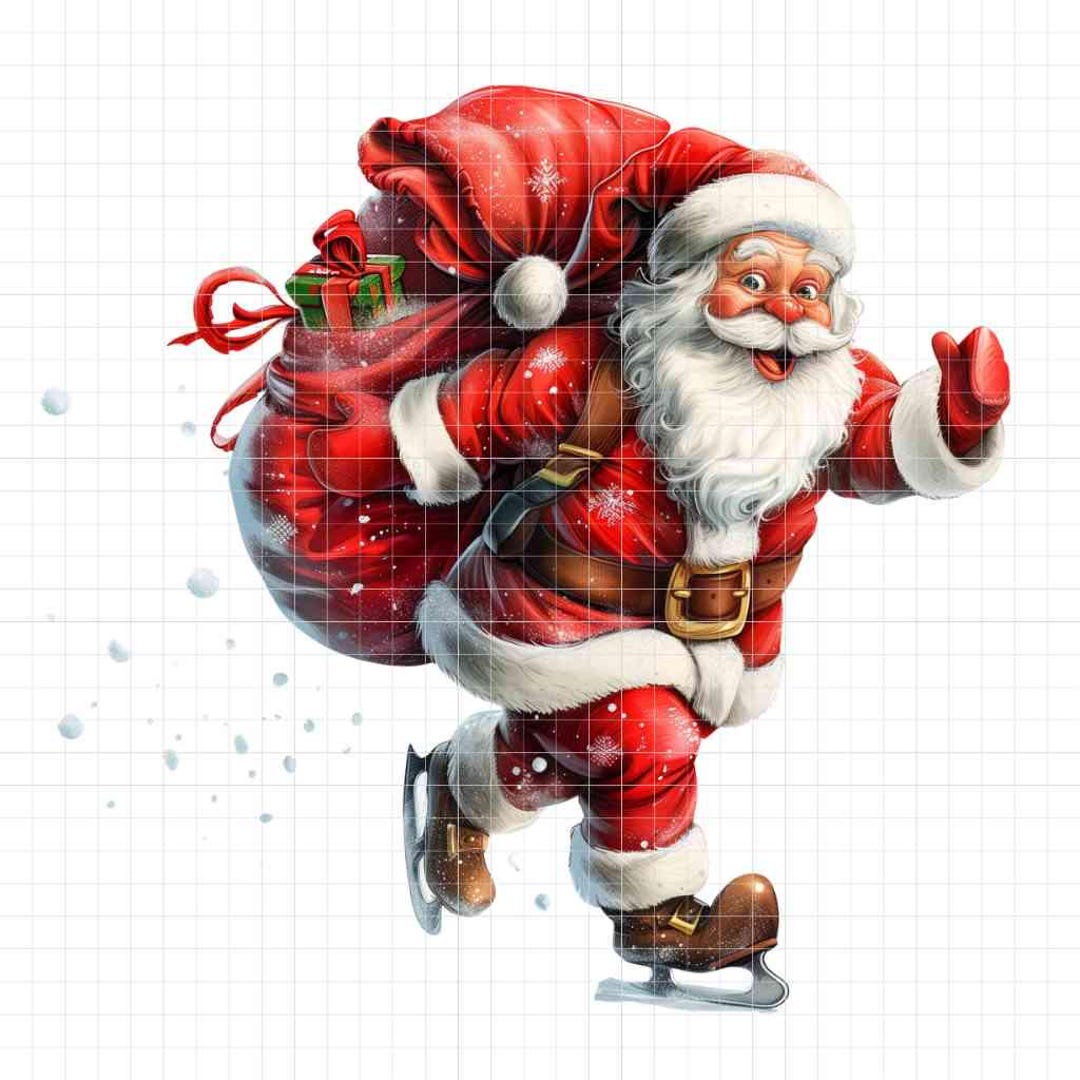Santa Sleigh Clipart PNG, Christmas Santa Digital Download, Holiday ...