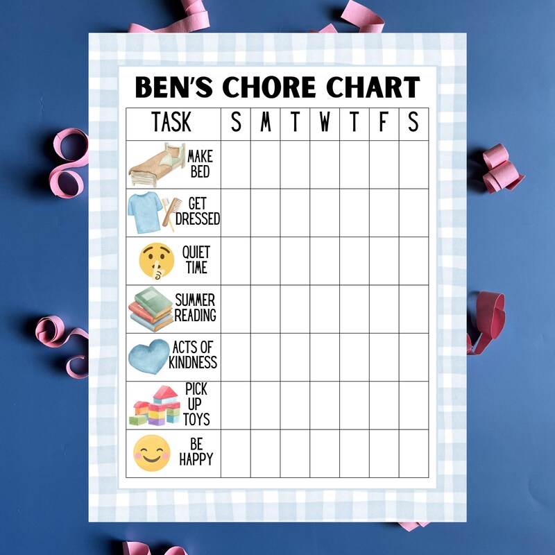 Laminated Chore Chart - Etsy