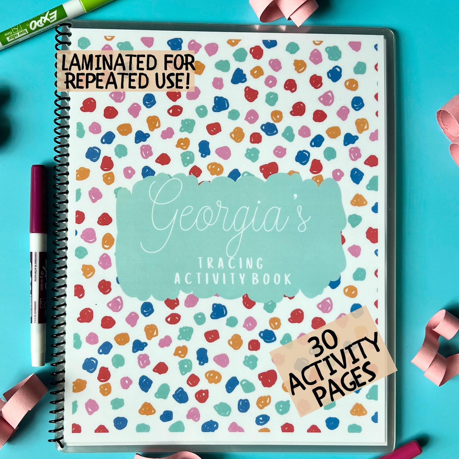 Custom Dry Erase Kids Activity Book Personalized Tracing Book Preschool ...