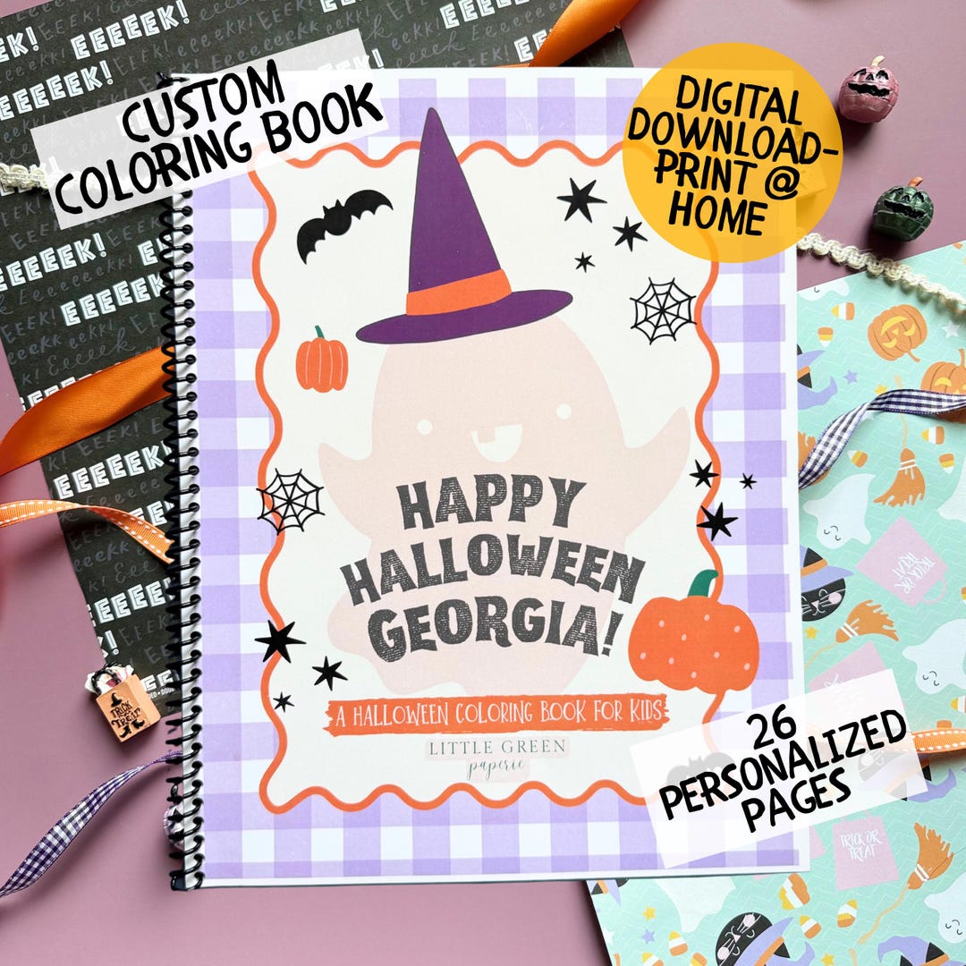 Personalized Halloween Kids Coloring Book Printable Custom Holiday Idea ...