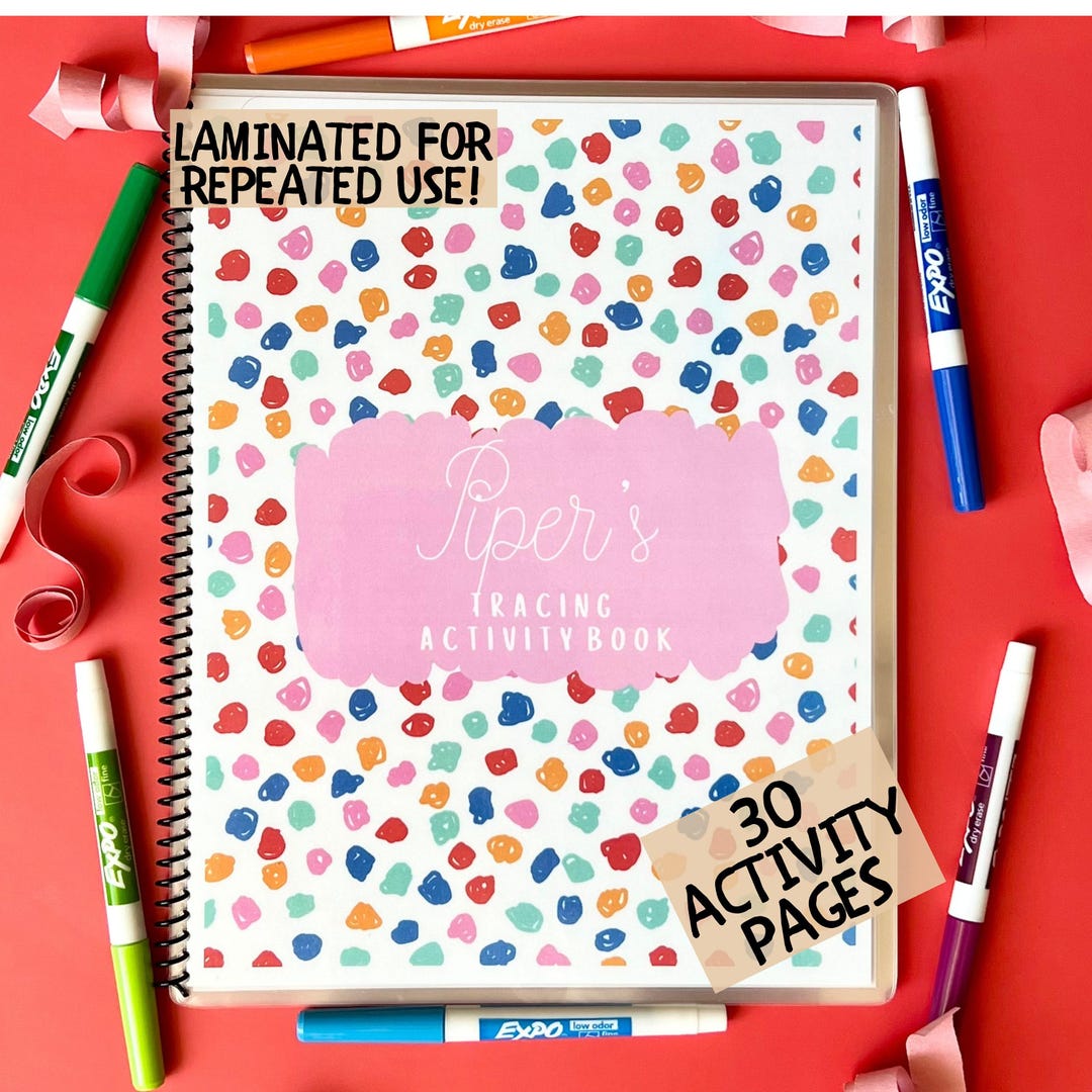 Custom Kids Name Laminated School Activity Book Personalized Tracing ...