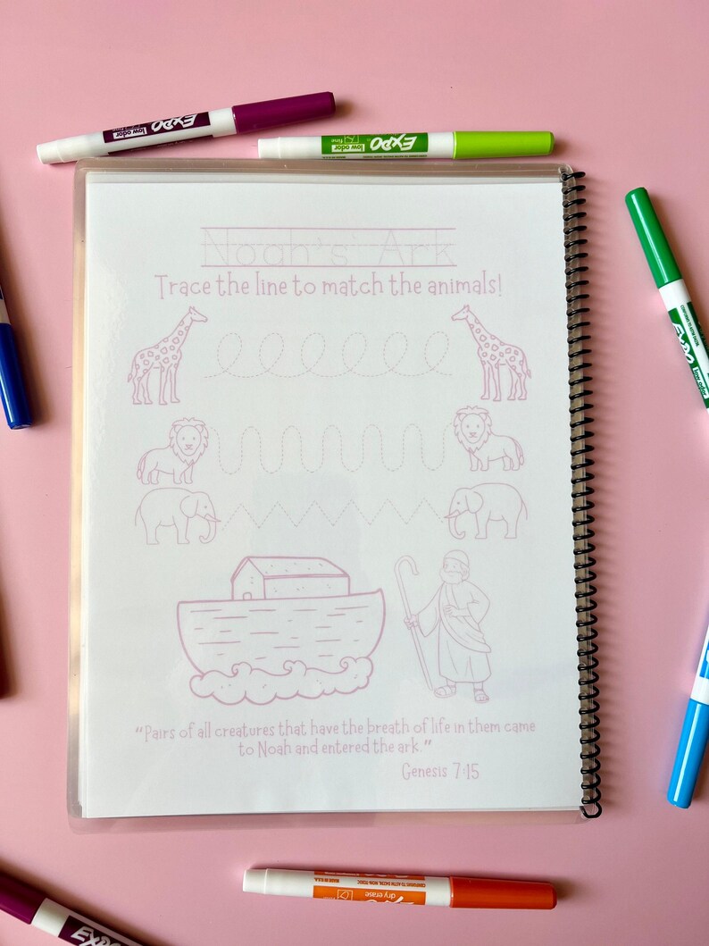 Personalized Scripture Tracing Book Pink Custom Activity Book Dry Erase ...
