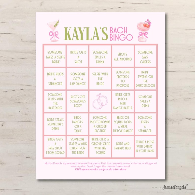 Bachelorette Bingo Game: Editable Bride Squad Party Activity (canva ...