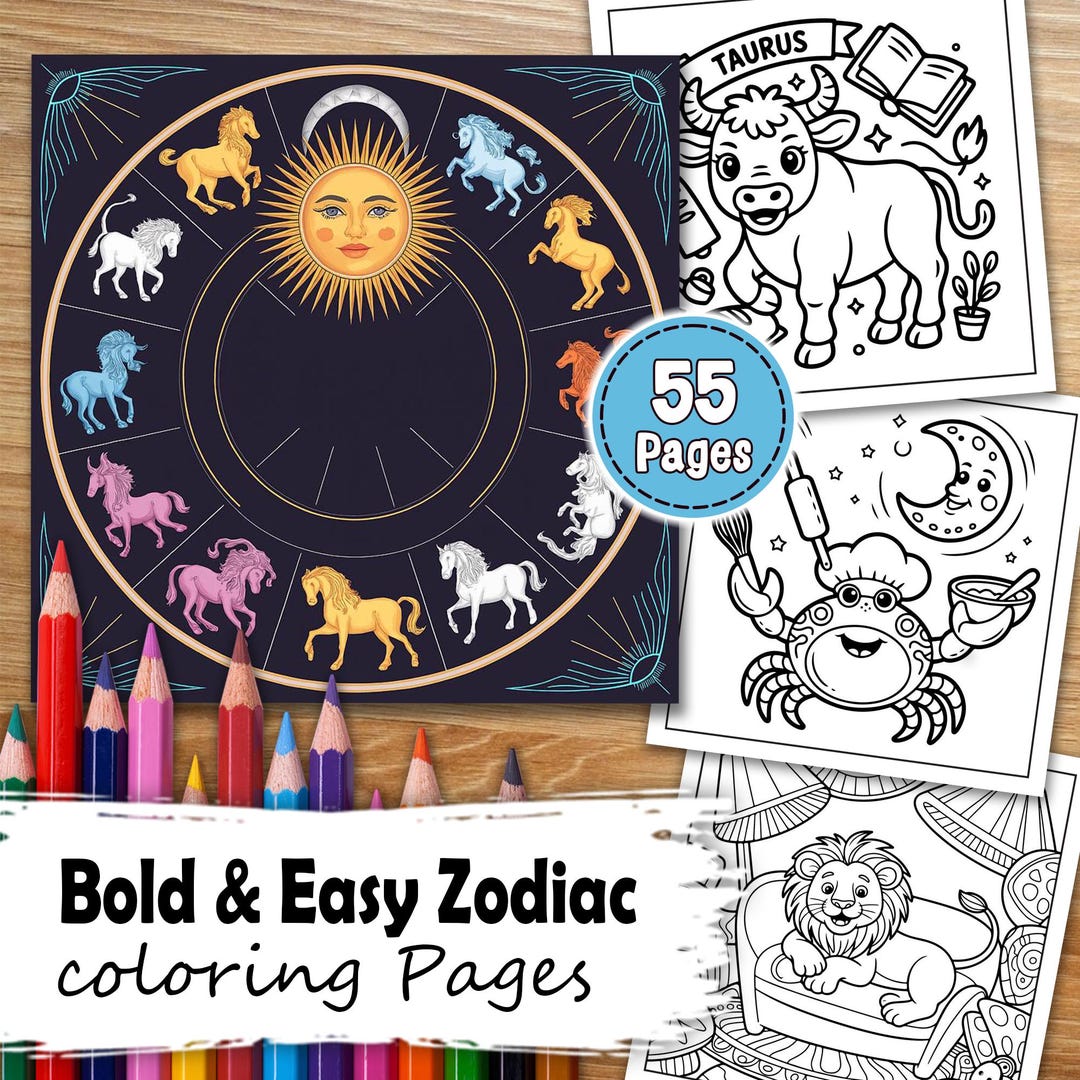 55 Simple Zodiac Coloring Pages – Horoscope Fun With Constellations ...