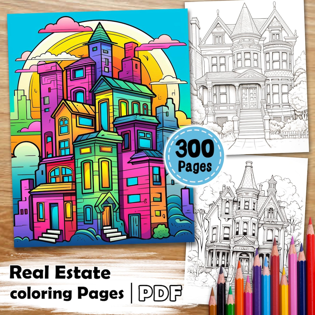 300 Real Estate Coloring Pages – Houses, Apartments, Interiors & Dream ...