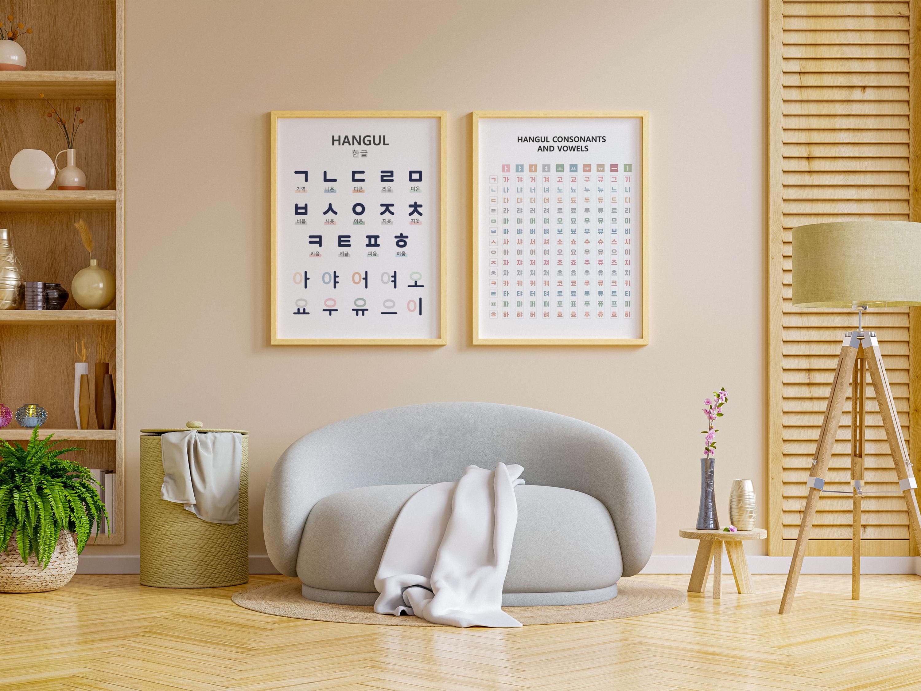 Korean Alphabet Poster Bundle for Kids | Hangul Consonants, Vowels ...