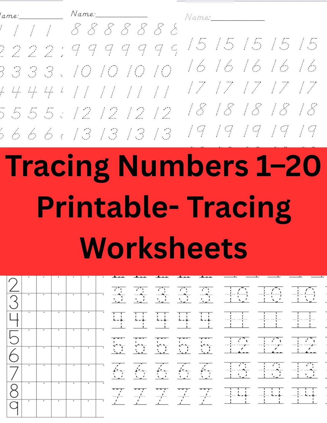 Tracing Numbers 1–20 Printable – Bilingual Preschool Activity – Big and ...