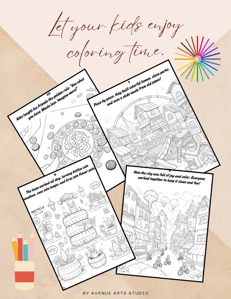 Kiko and the Recycled City Coloring Storybook | Eco-adventure (PDF) - Etsy