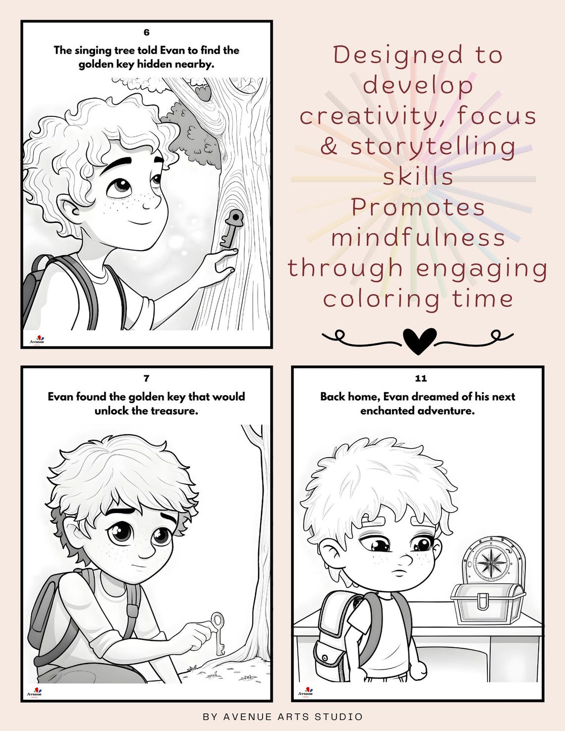 Printable Coloring Storybook (PDF) Coloring Pages for Kids | Evan and ...