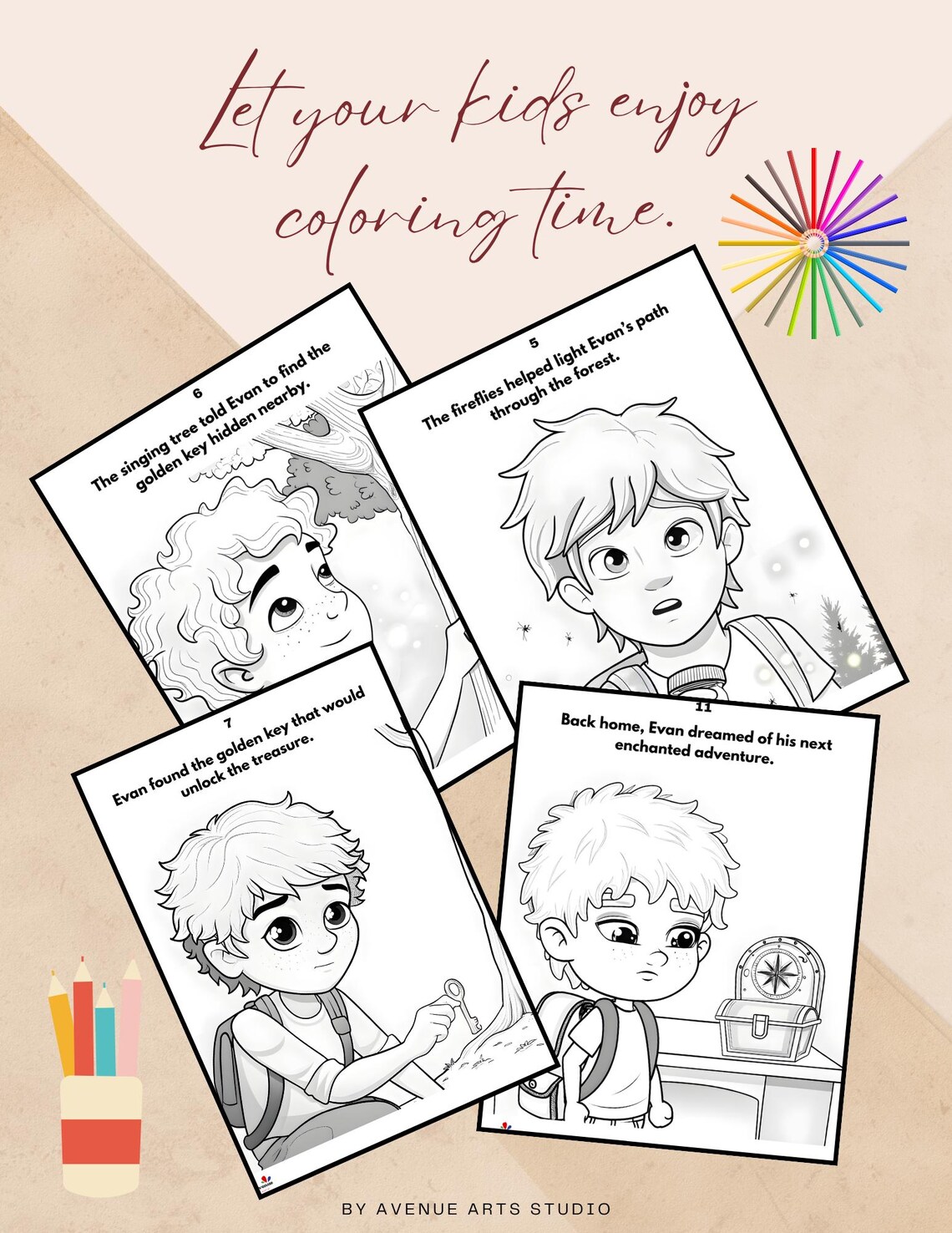 Printable Coloring Storybook (PDF) Coloring Pages for Kids | Evan and ...