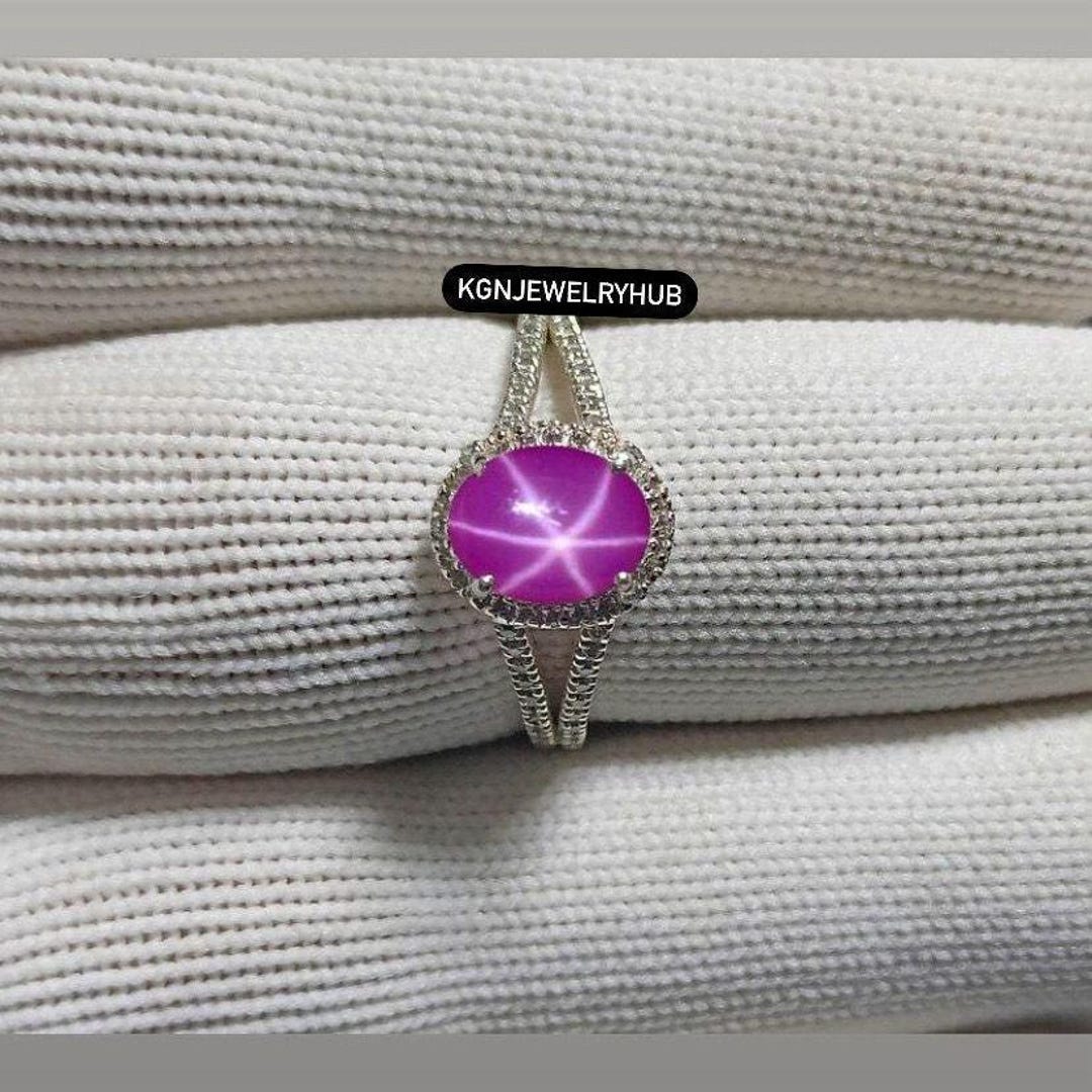 Pink Star Sapphire Ring | Radiant Lindy Star Ring | Oval Pink Star ...