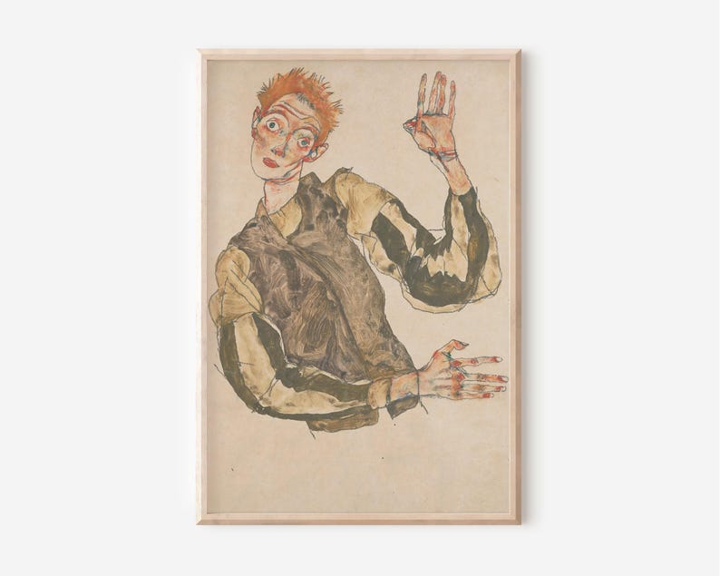 Egon Schiele Self-portrait Print: Expressionist Vintage Wall Art ...