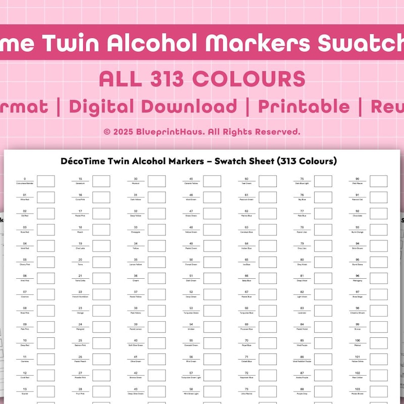 Alcohol Marker Charts - Etsy UK