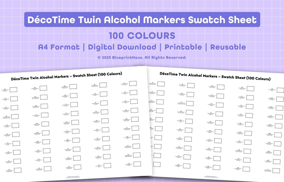 Décotime Alcohol Twin Markers – Colour Swatch Sheet (100 COLOURS) - Etsy