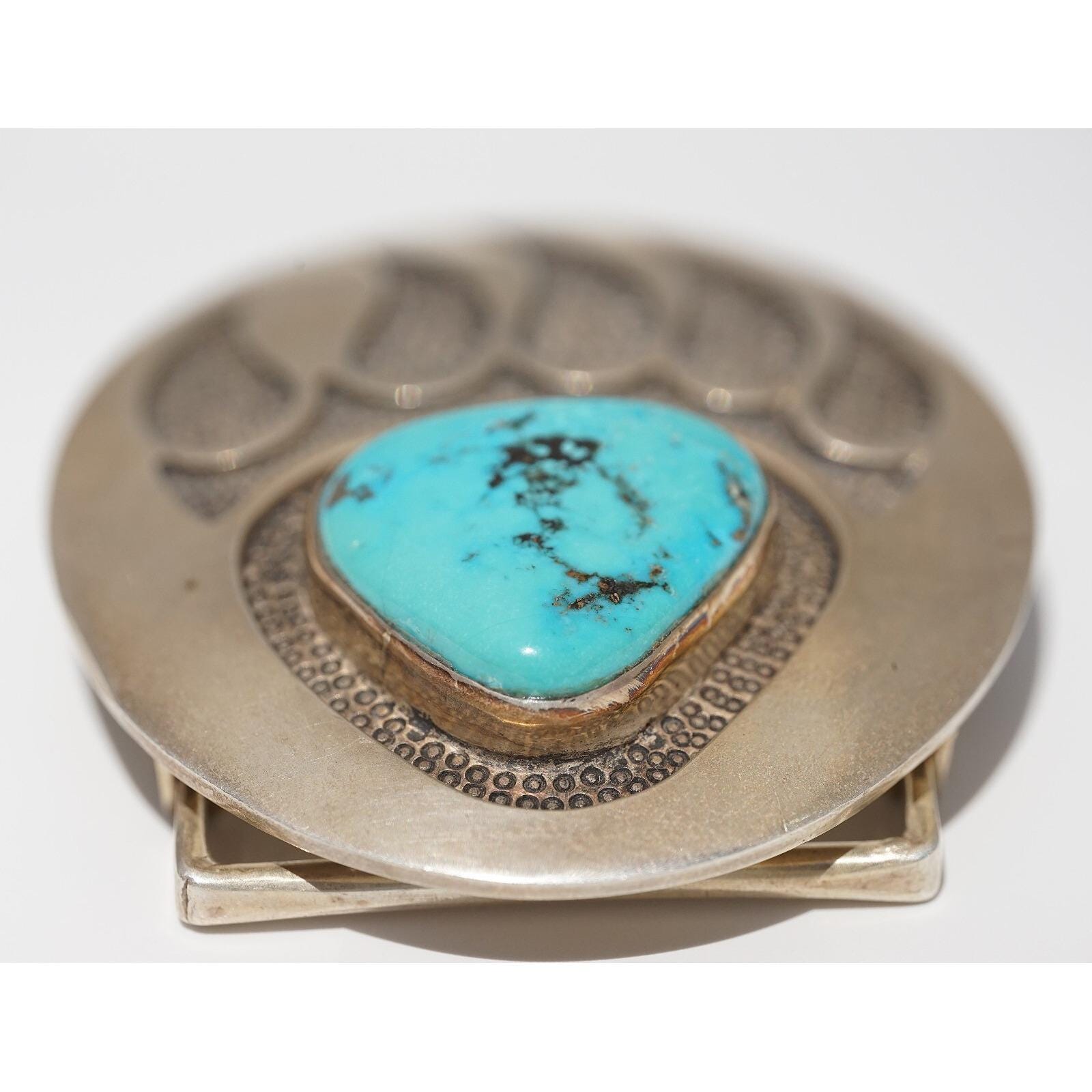 Dan Oliver - Navajo Bear Claw Overlay Sterling Silver Turquoise Belt ...