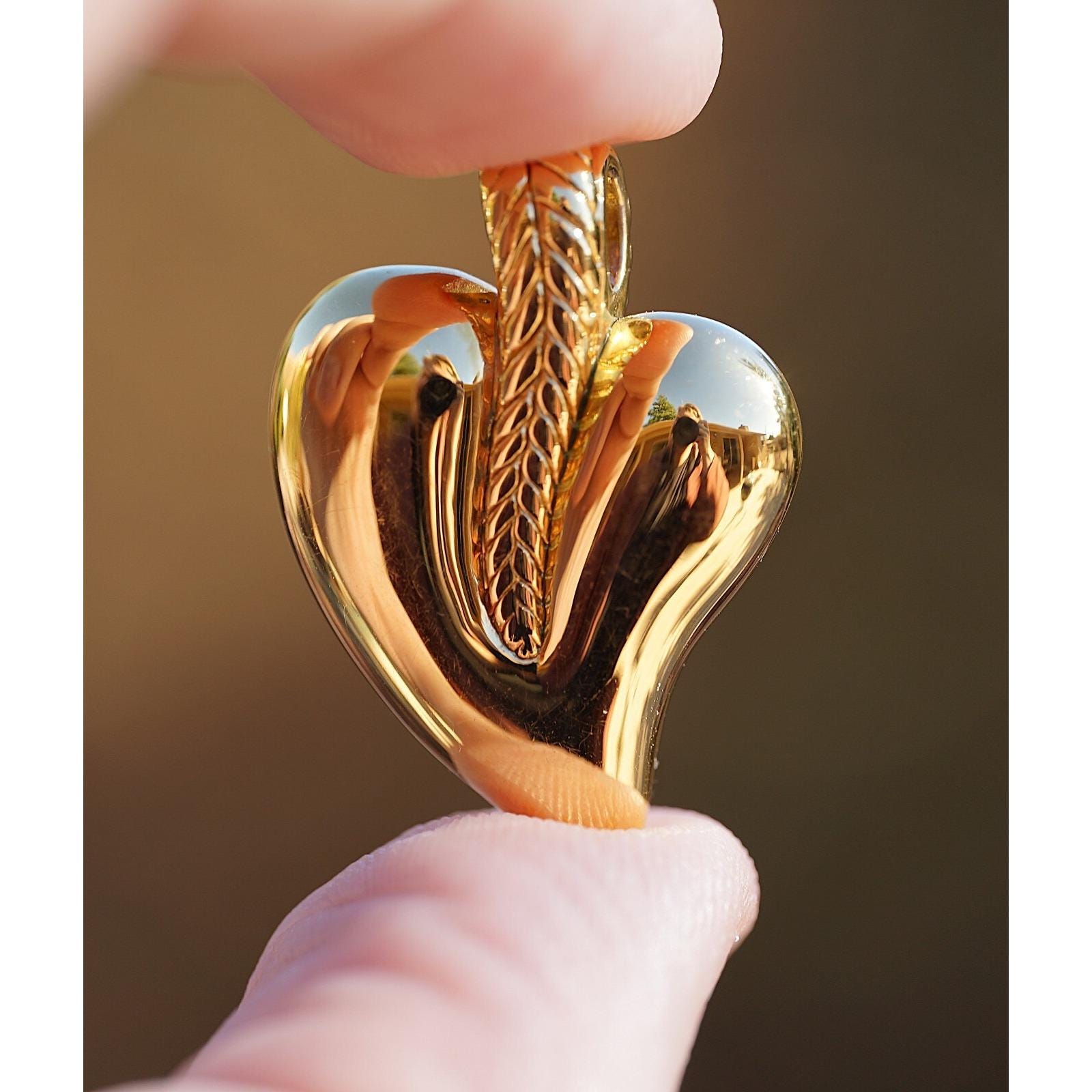 Milor 18k Solid Yellow Gold Designer Heart Pendant - Italy Puffed Heart ...