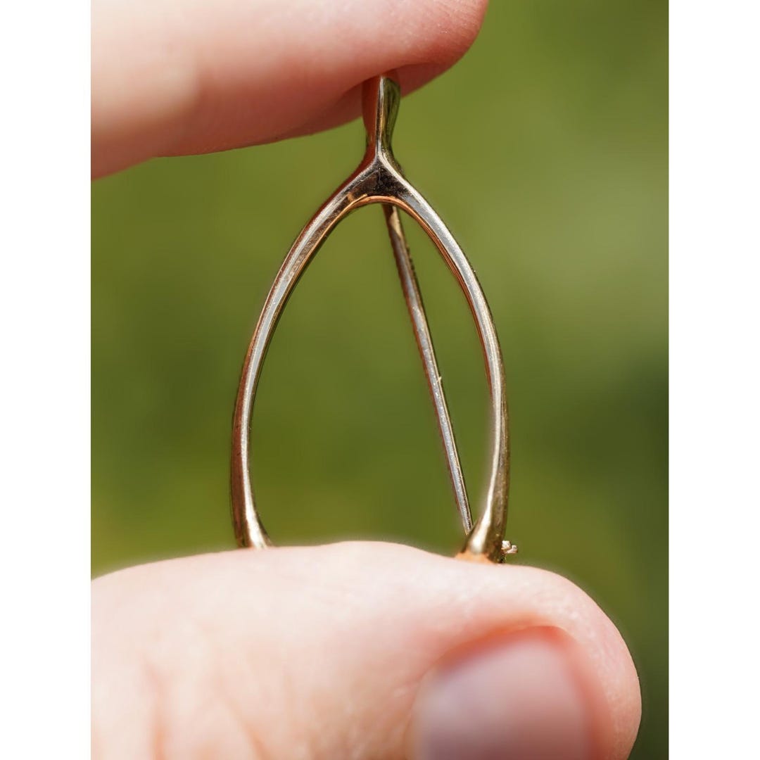 Vintage 14k Solid Yellow Gold Wishbone Pin - Luck Wish Smooth Shine ...