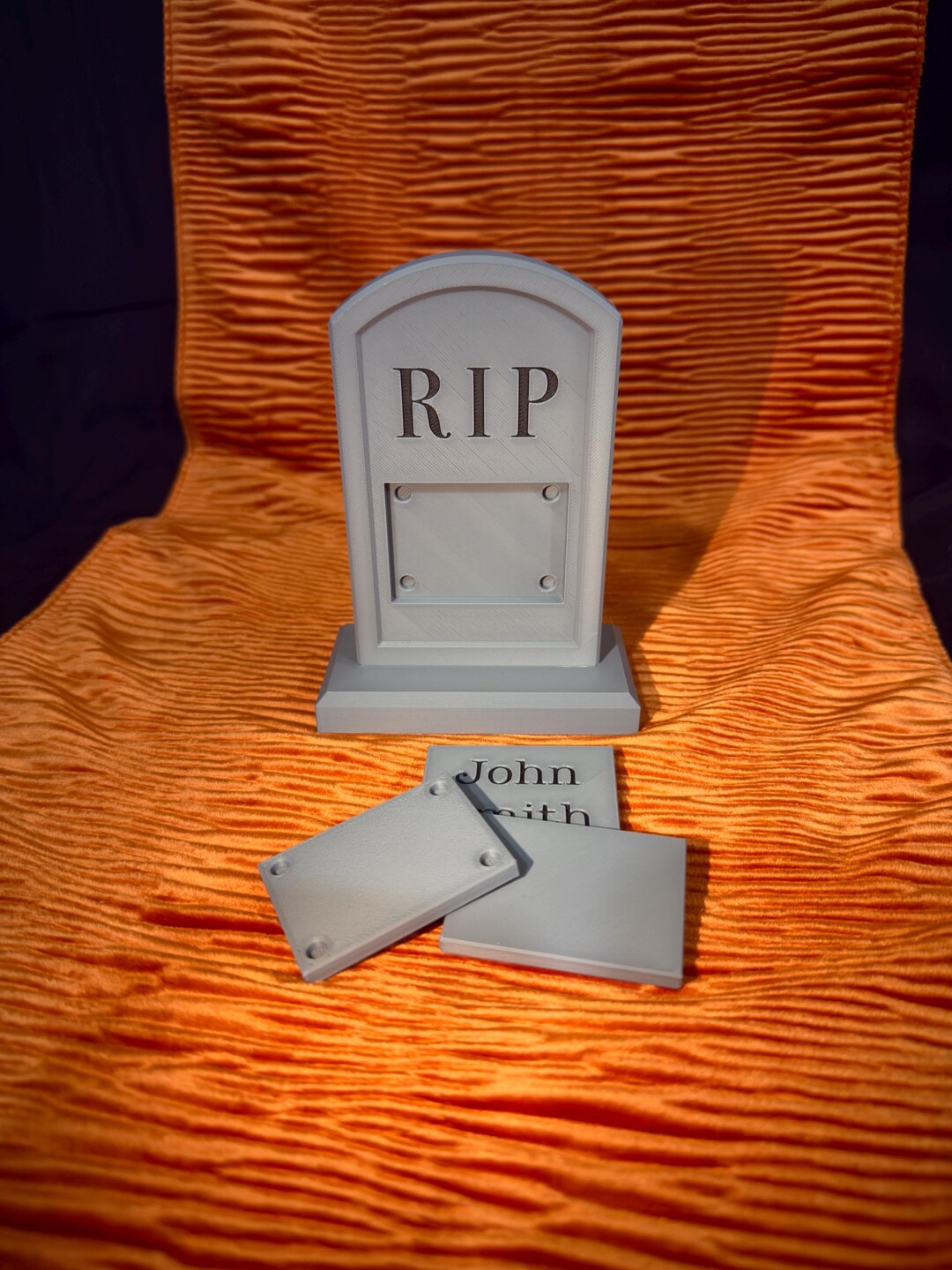 Tombstone With Replaceable Name Plate STL File - Etsy