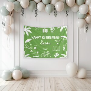 Happy Retirement Banner, Custom Retirement Party Backdrop, Personalized ...