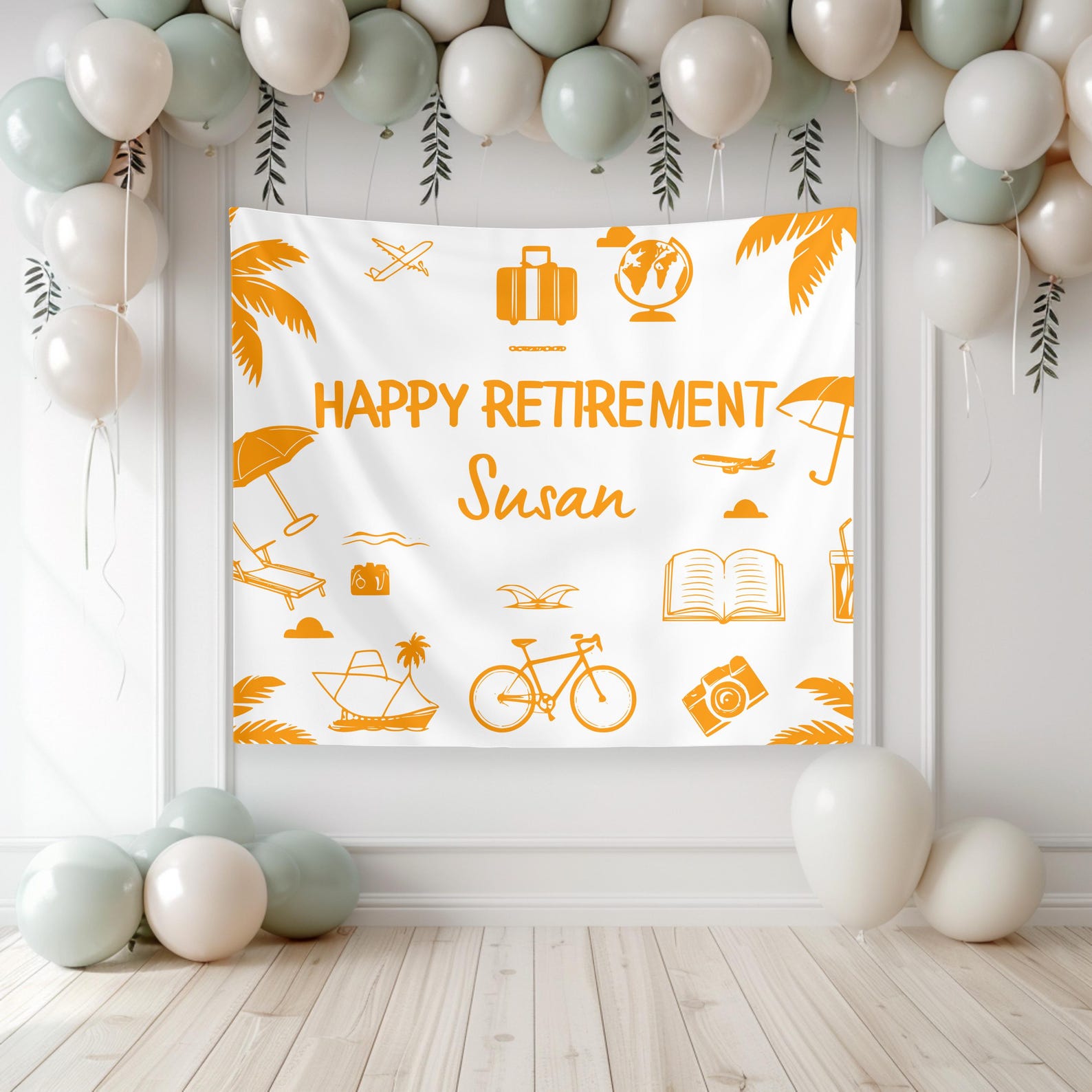 Happy Retirement Banner, Custom Retirement Party Backdrop, Personalized ...