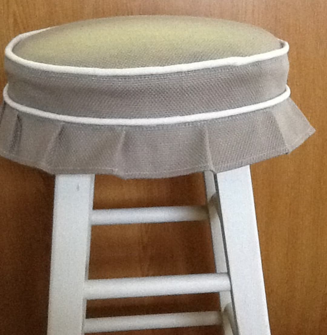 Round Bar Stool Cover With Piping and Pleated Skirt - Etsy