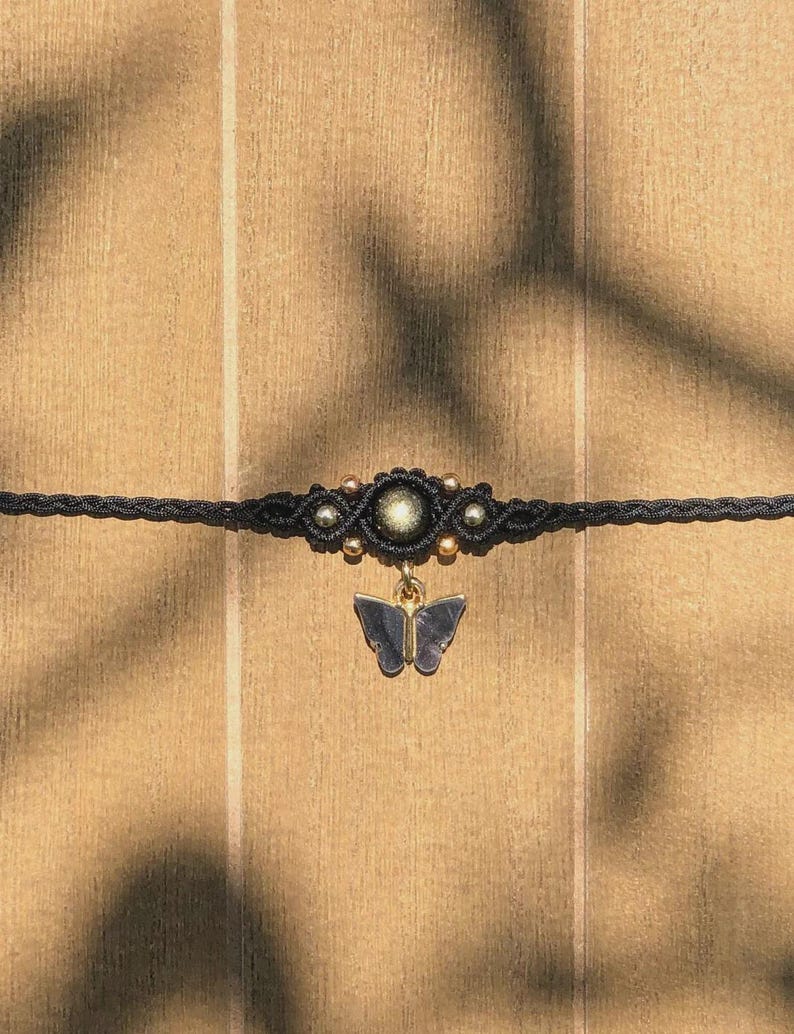 Flutter – Butterfly & Moth Healing Crystal Macrame Choker – Boho Fairy ...