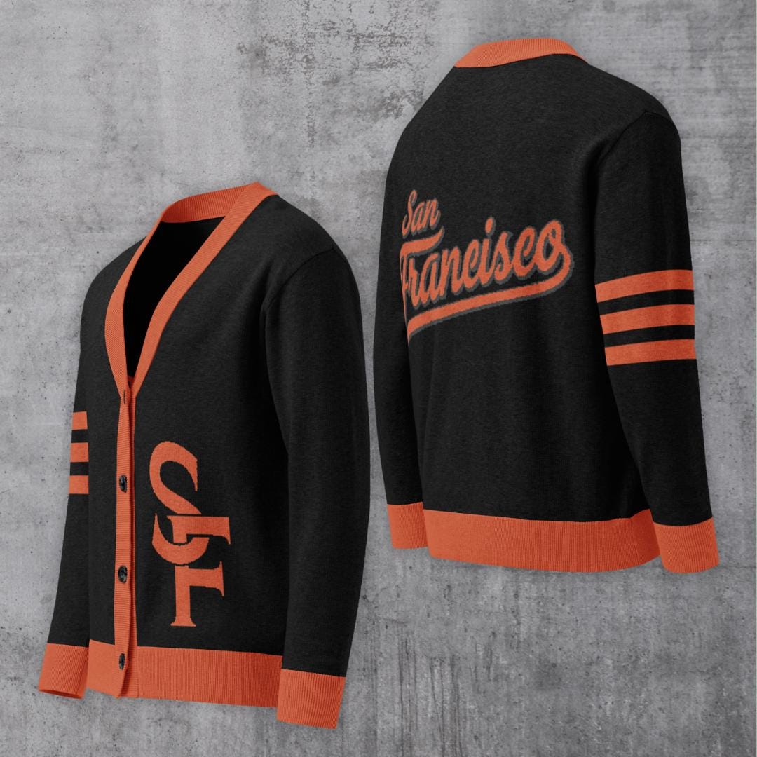 San Francisco Black and Orange Letterman Cardigan - Etsy