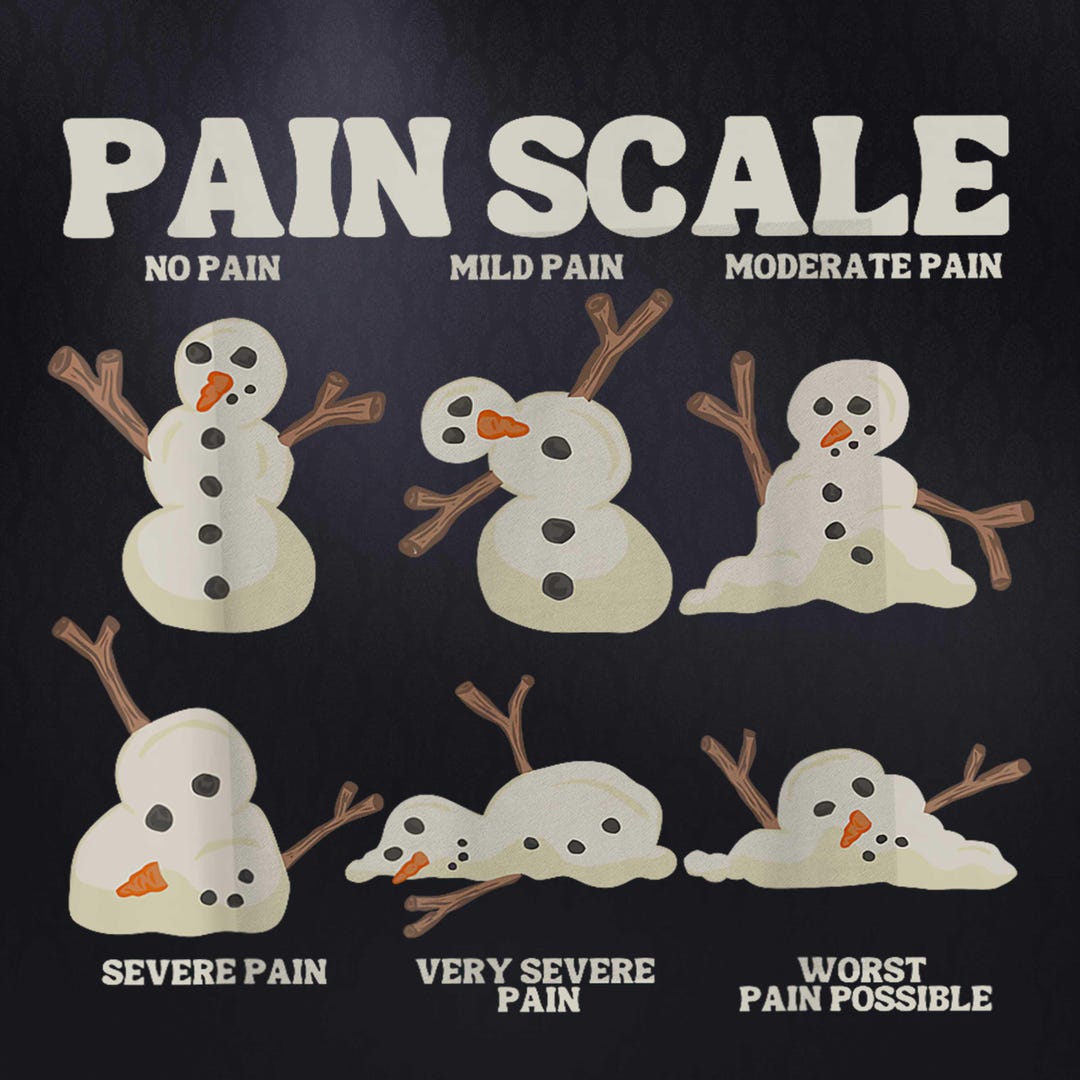 Funny Snowman Pain Scale PNG | Melting Snowman Medical Humor ...